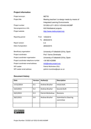 METIS D3.4: Final workshops packages: workshops for different ...