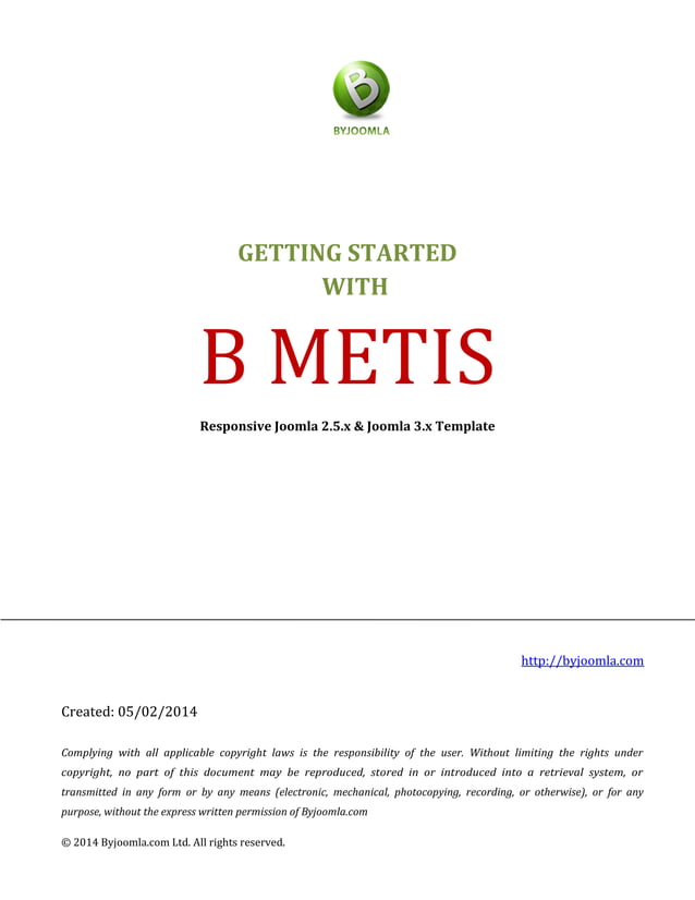 Joomla 2.5 and Joomla 3.x configuration of B Metis | PDF