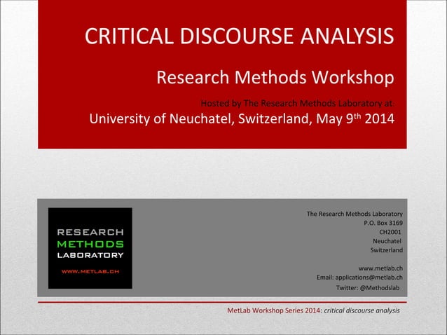 Research Methods Workshop, Discourse Analysis | PPT