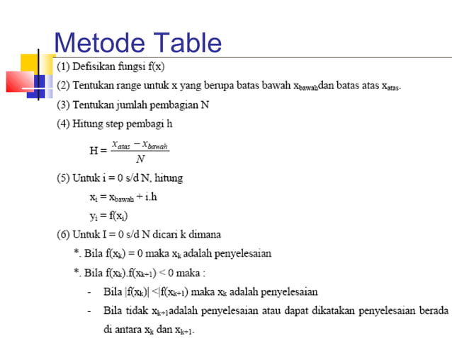 Metode numerik persamaan non linier | PPT