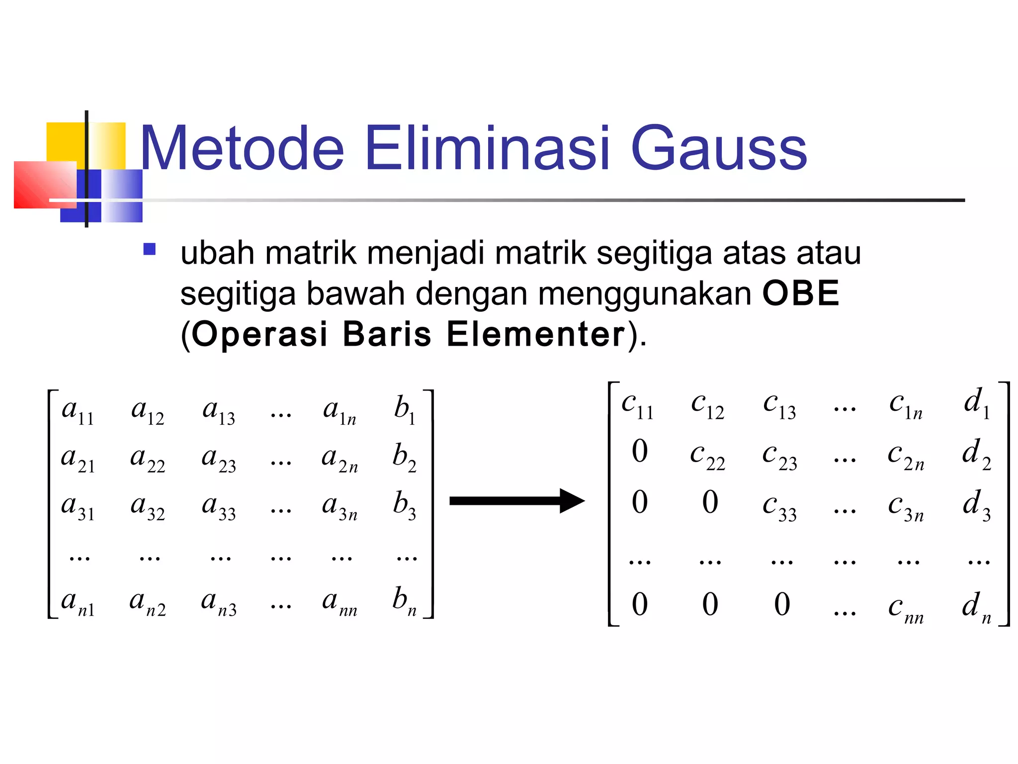 Metode Numerik Penyelesaian Persamaan Linier Simultan | PPT
