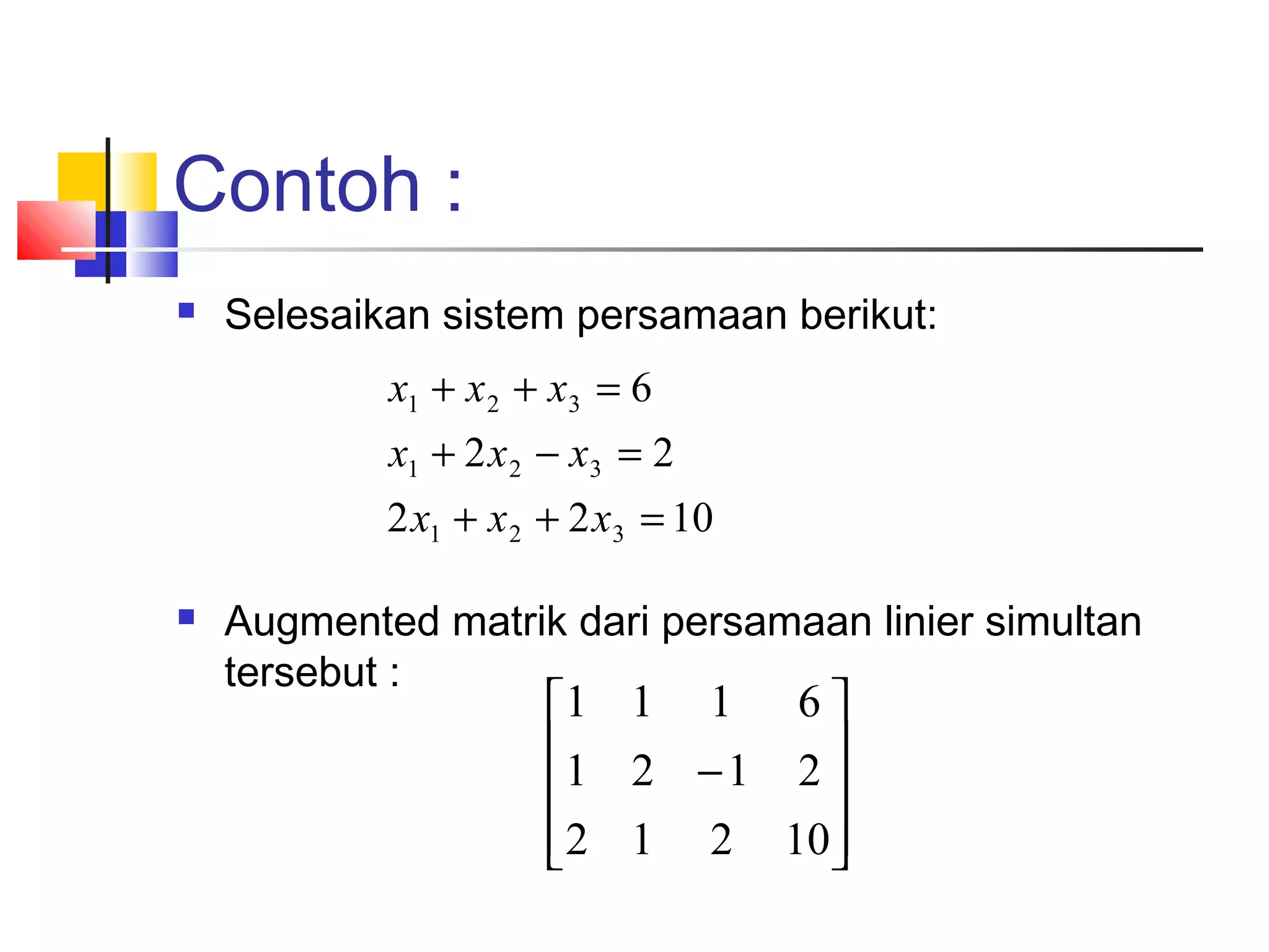Metode Numerik Penyelesaian Persamaan Linier Simultan | PPT