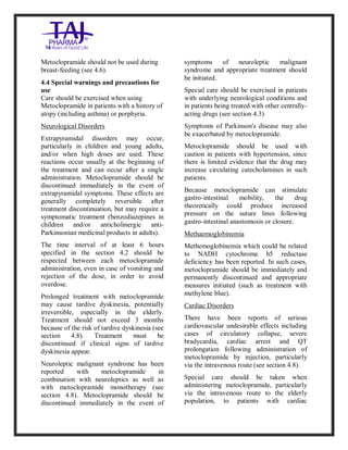 Metoclopramide Injection USP Taj Pharma SmPC | PDF
