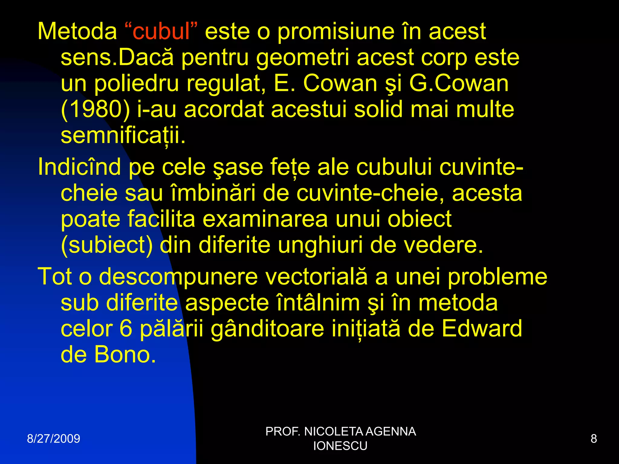 Metoda cubul aplicatii in lectiile de matematica bun | PDF