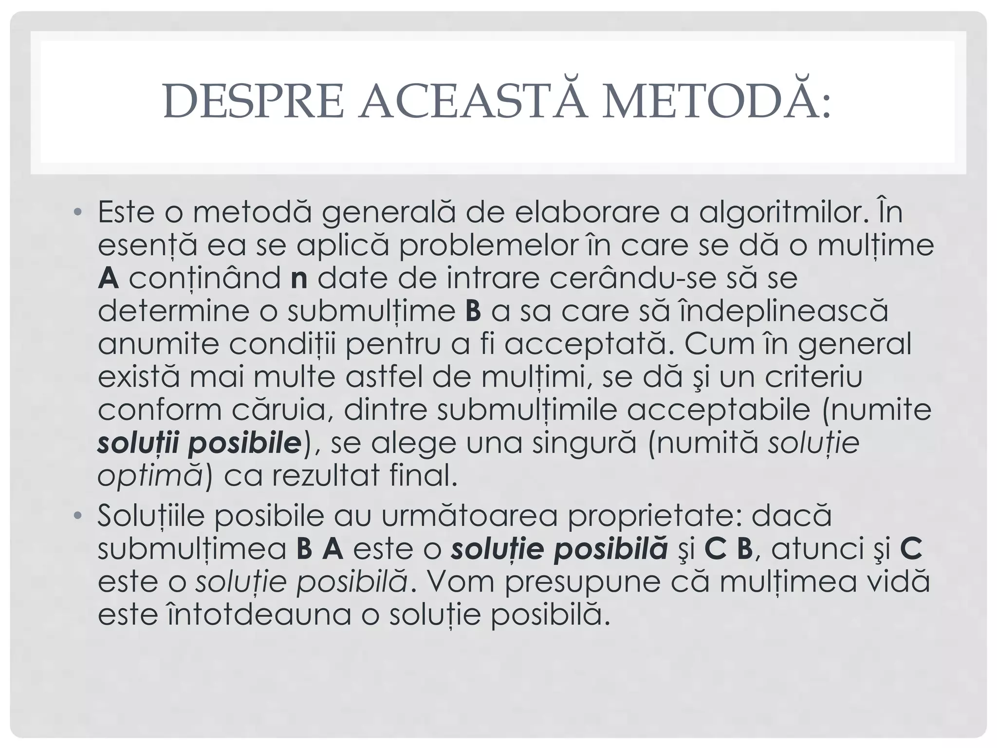 Metoda greedy informatica | PPTX