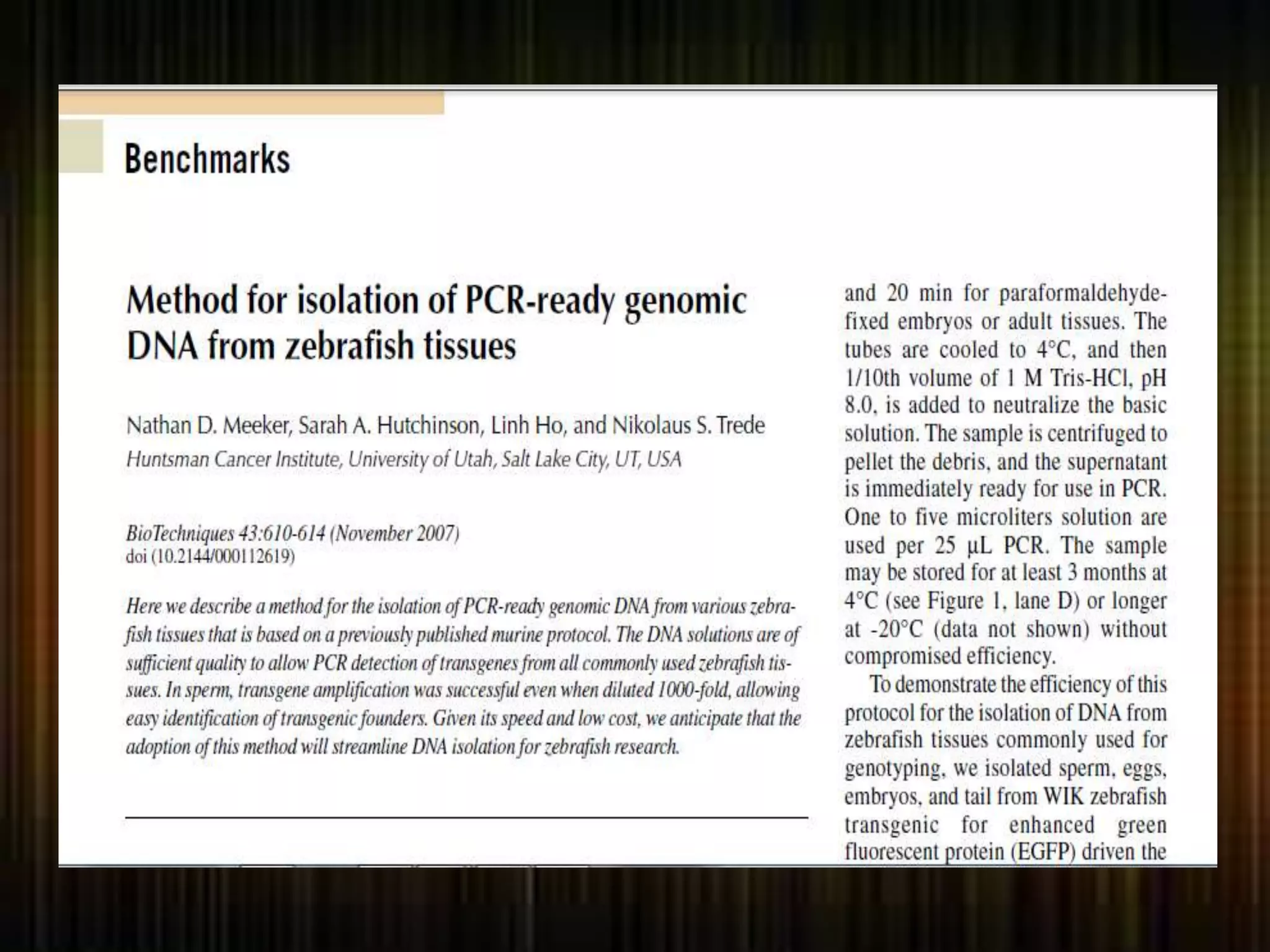 Metoda isolasi pcr ready genomik dna dari jaringan ikan | PPT