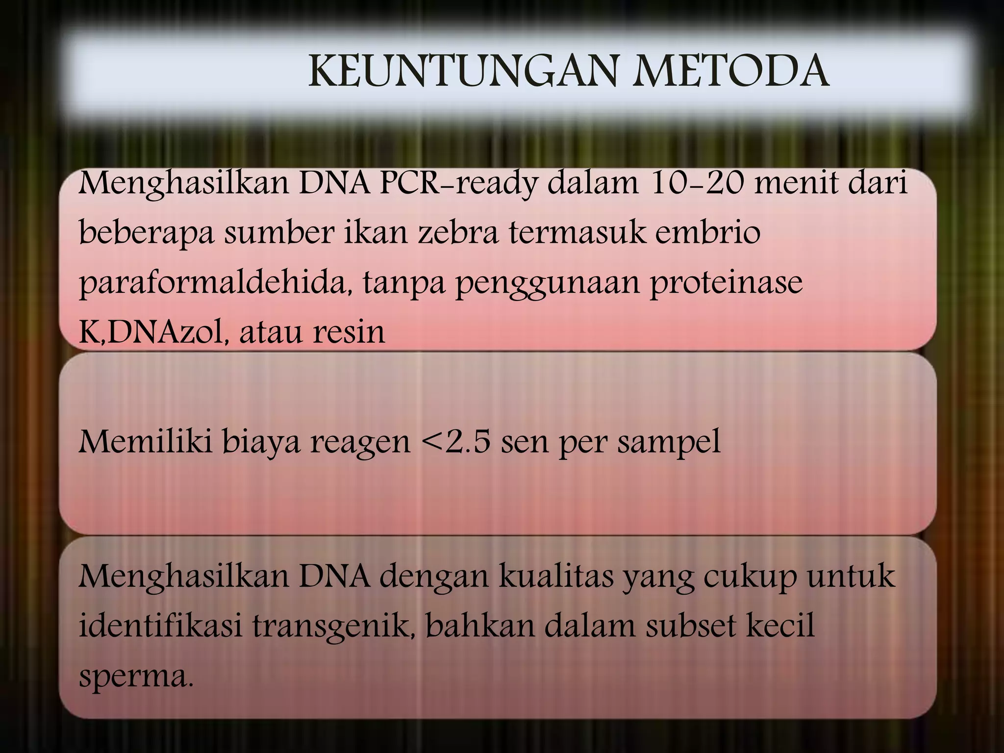 Metoda isolasi pcr ready genomik dna dari jaringan ikan | PPT