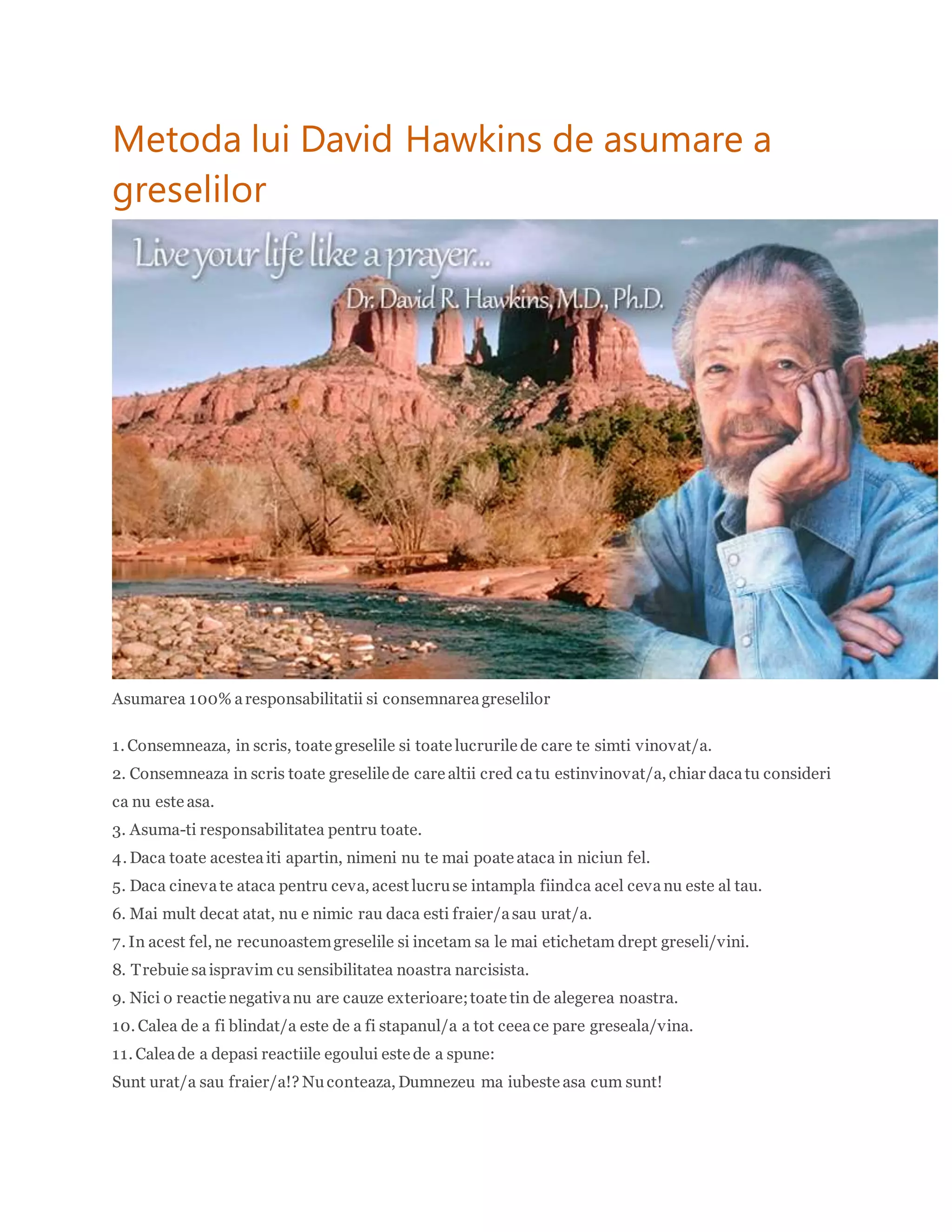 Metoda lui david hawkins de asumare a greselilor | DOCX