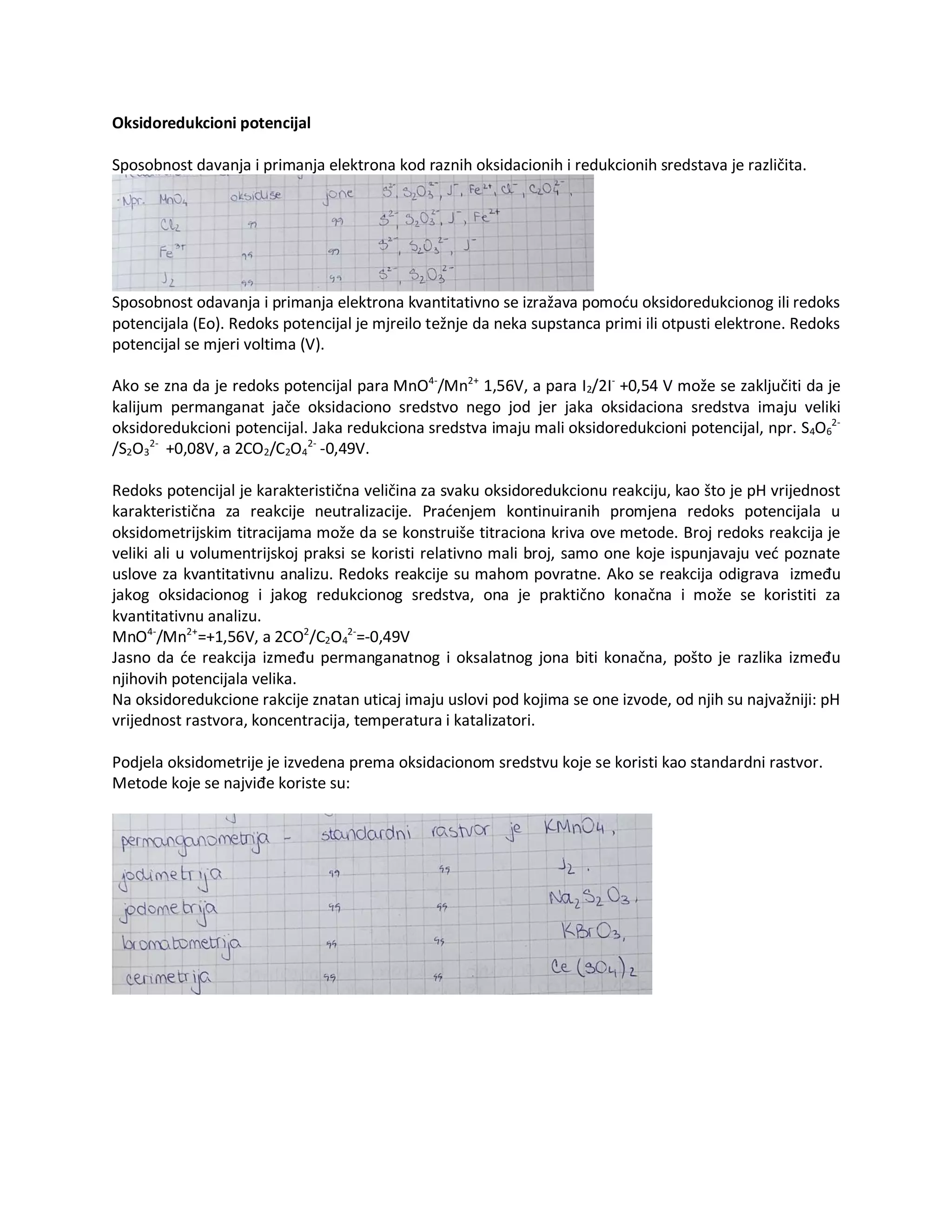 Metoda oksidoredukcije, Permanganometrija | PDF