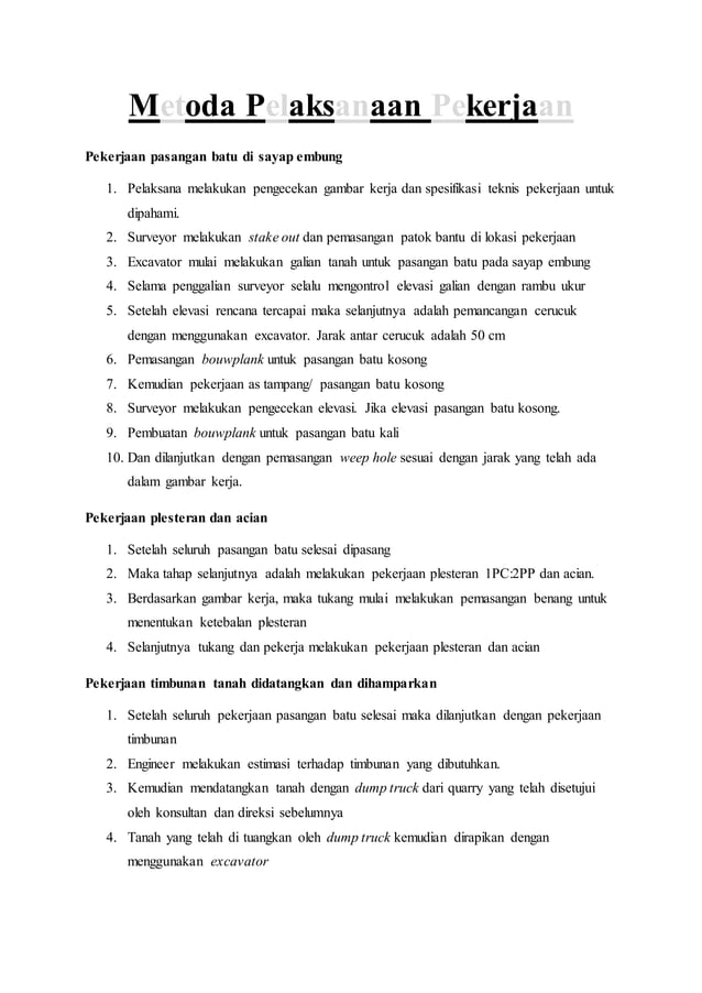 Metoda pelaksanaan pekerjaan | DOCX
