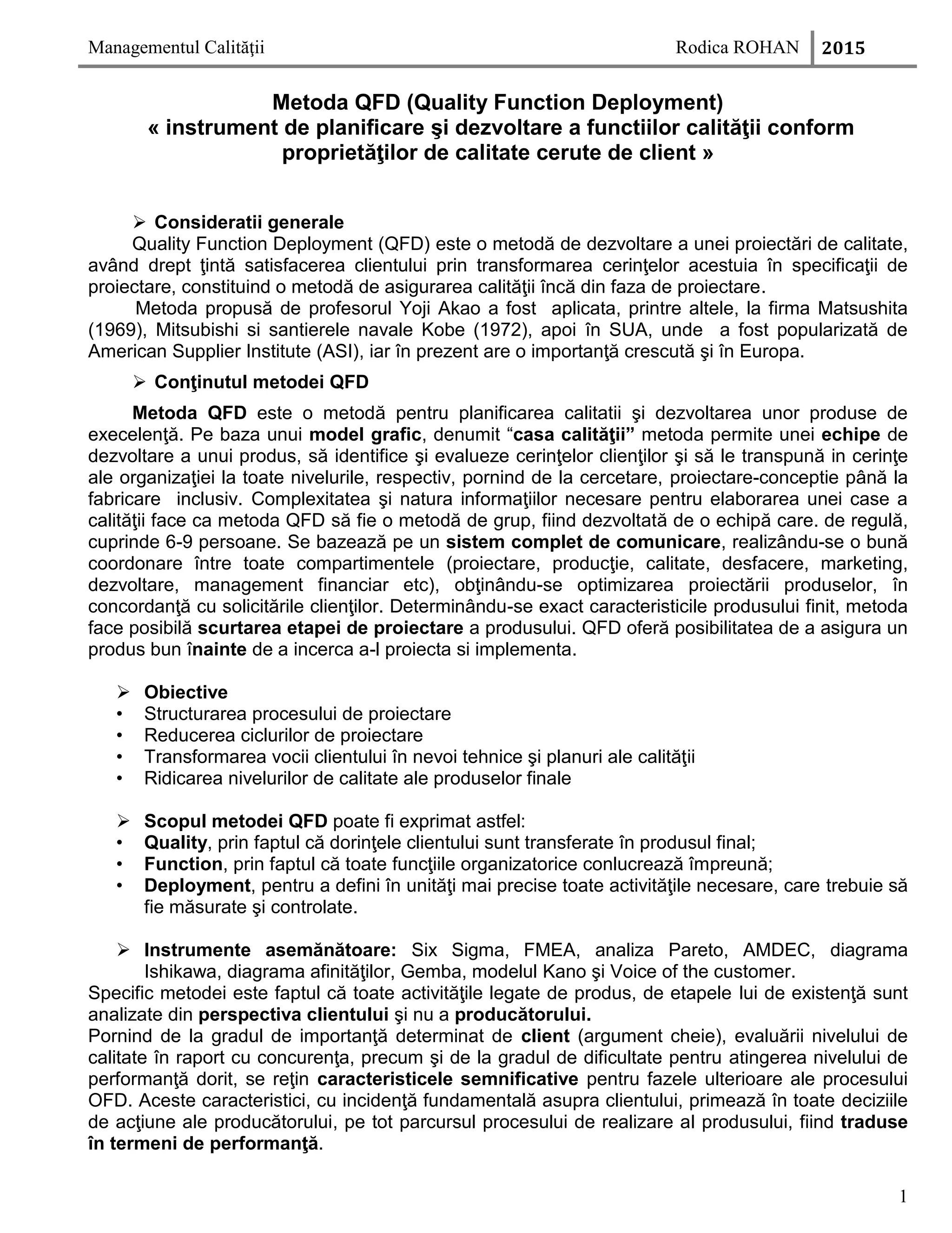 Metoda qfd | PDF