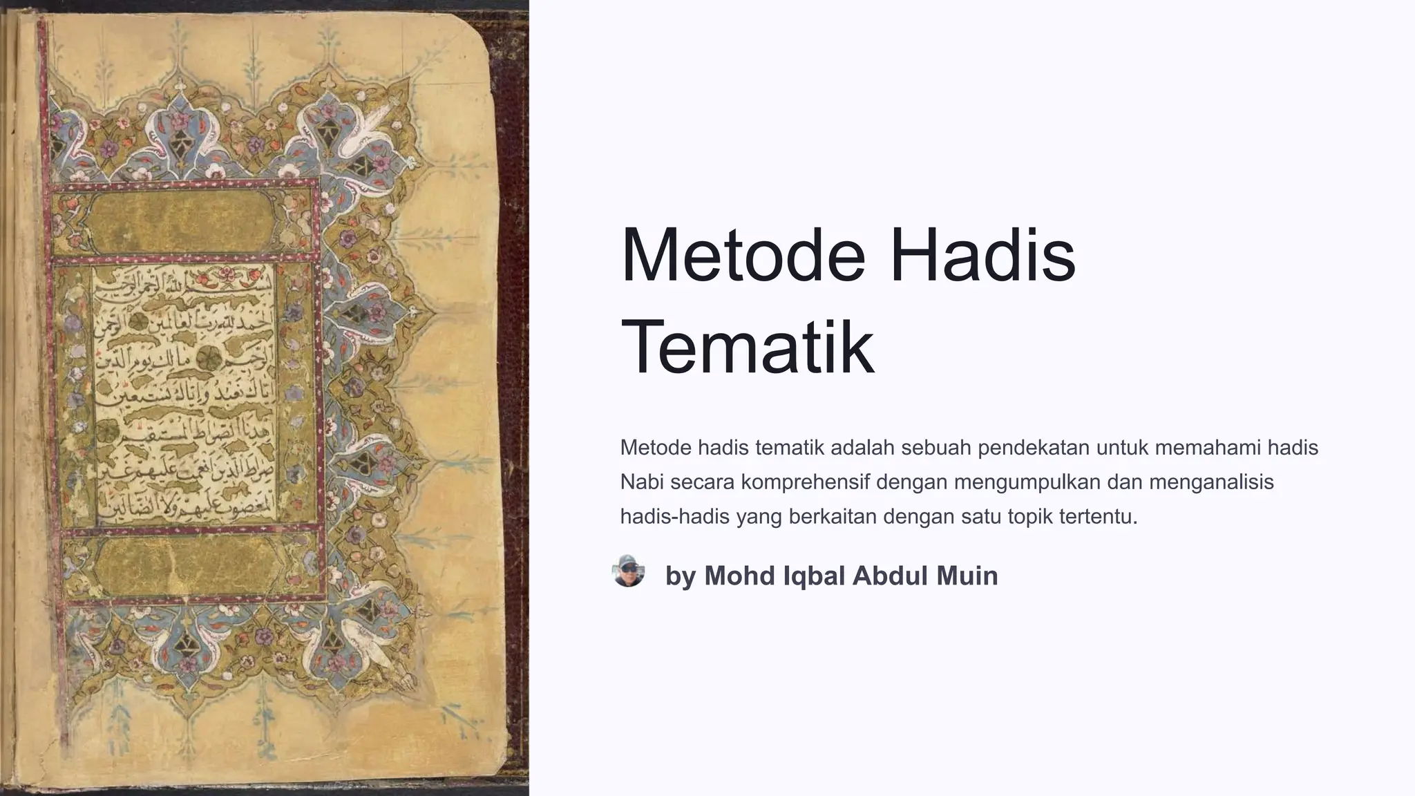 METODE HADIS TEMATIK DALAM STUDI HADIS NABI SAW | PPT