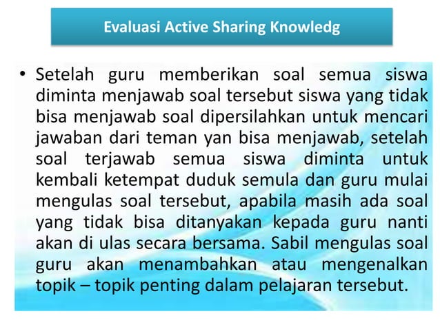 Metode active sharing knowledg | PPT