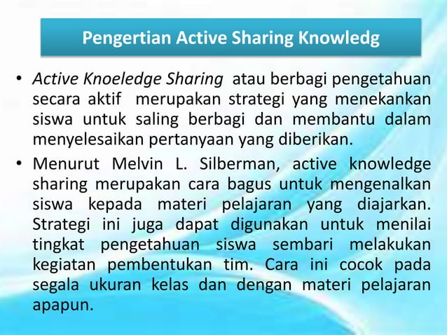 Metode active sharing knowledg | PPT