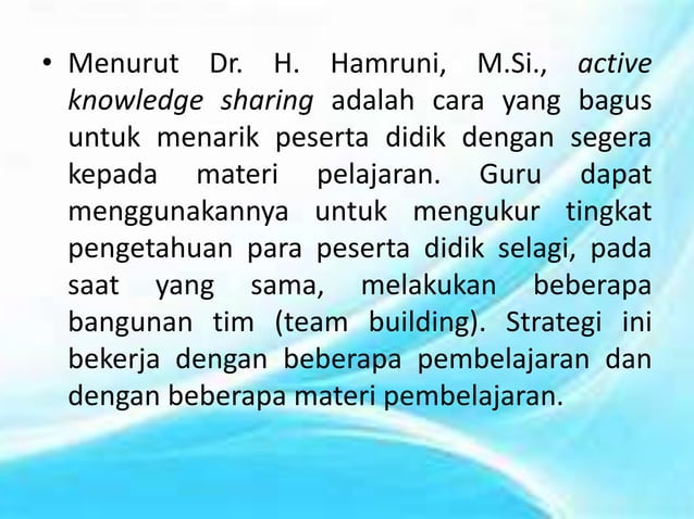 Metode active sharing knowledg | PPT