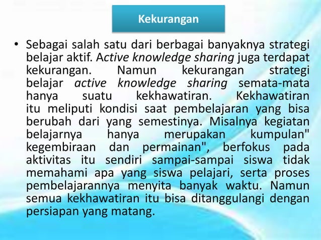 Metode active sharing knowledg | PPT