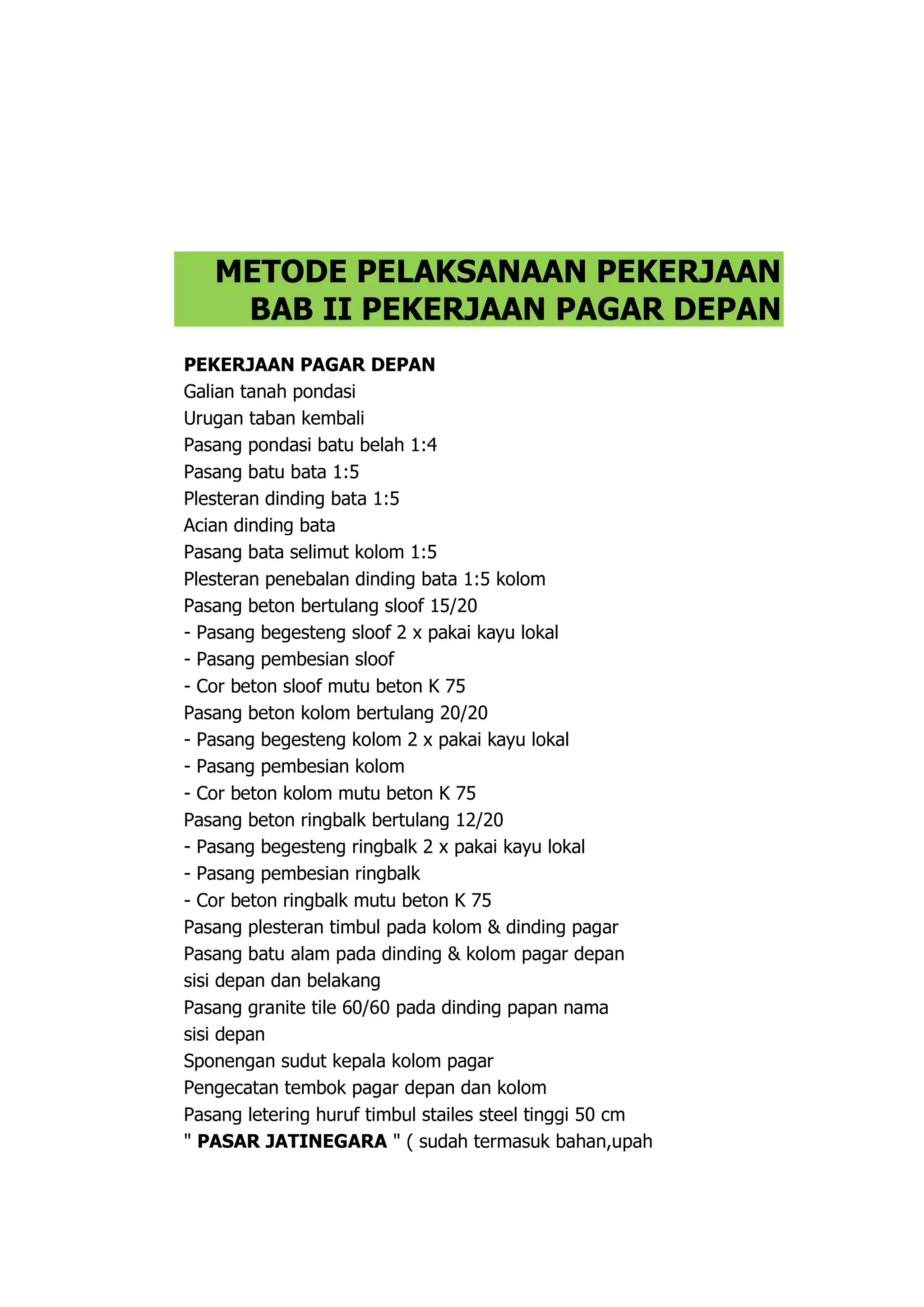 Metode bab ii e pagar depan | PDF