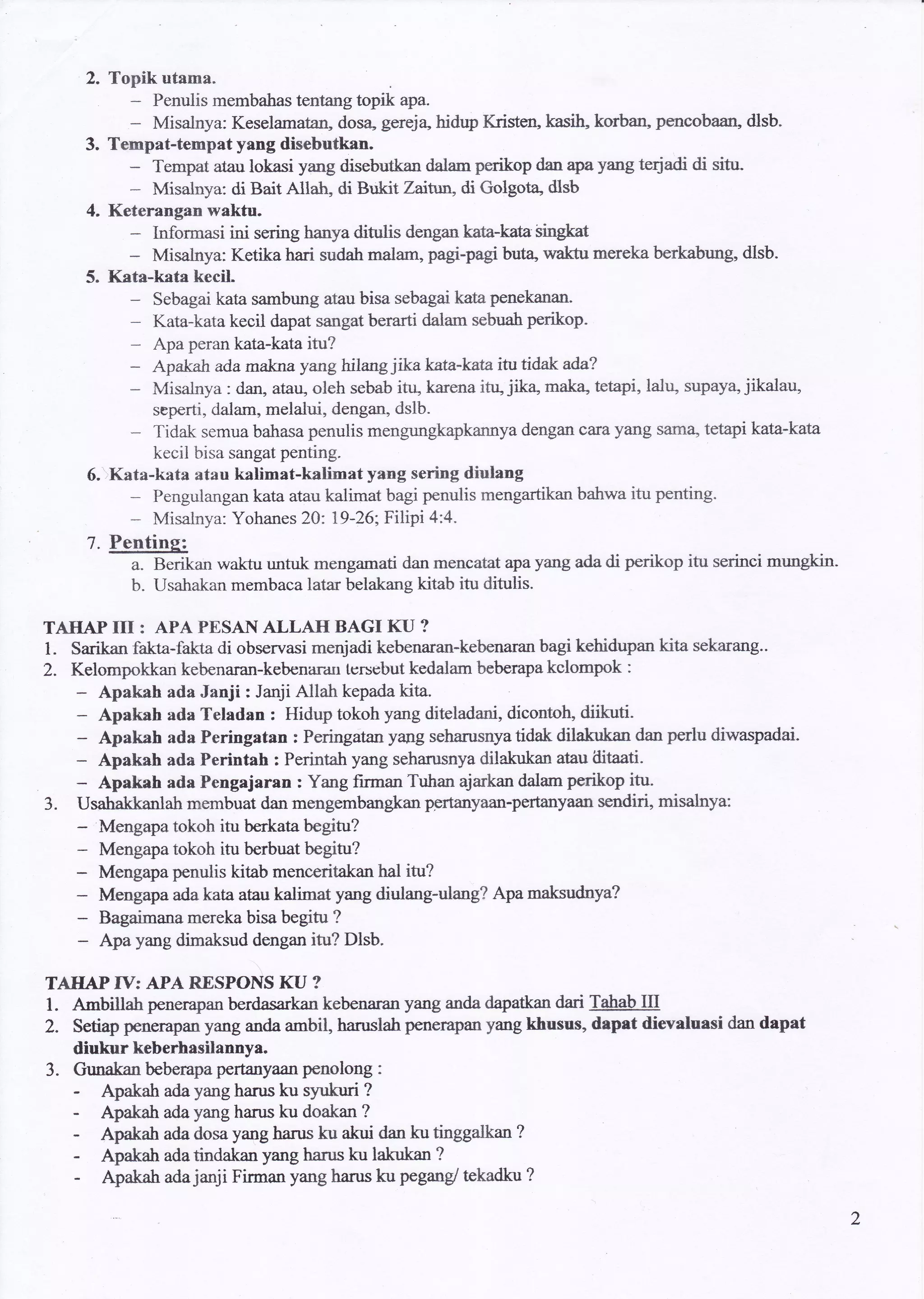 Metode Baca Gali Alkitab (BGA) | PDF