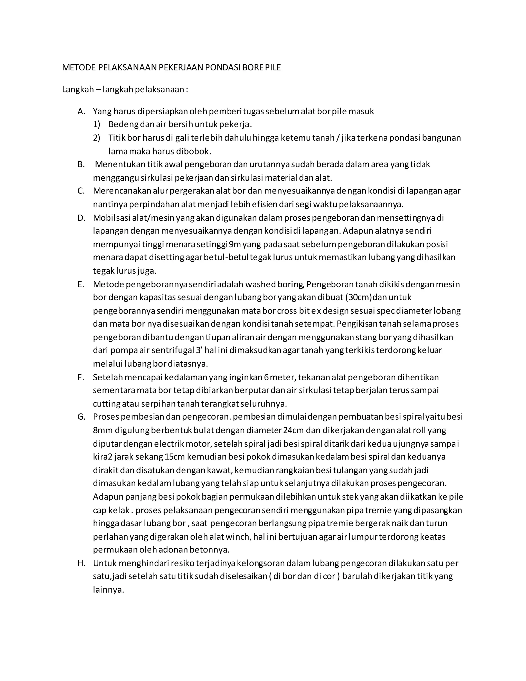 Metode bore pile | DOCX