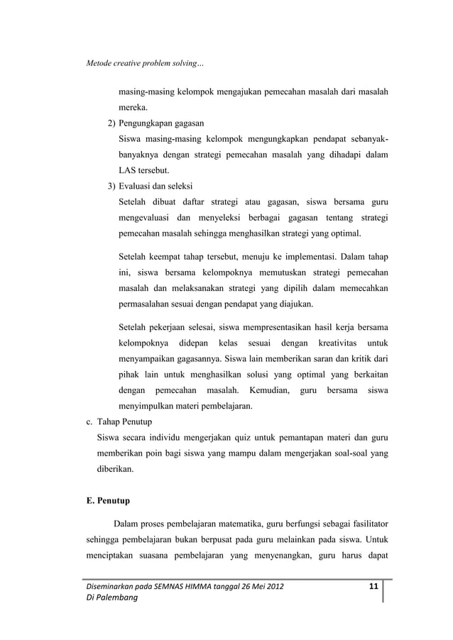 Metode creative problem solving | PDF