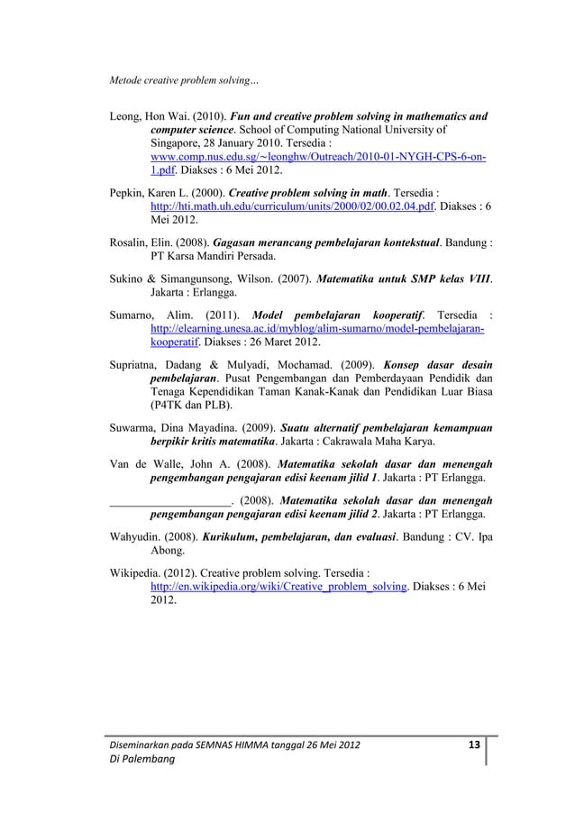 Metode creative problem solving | PDF