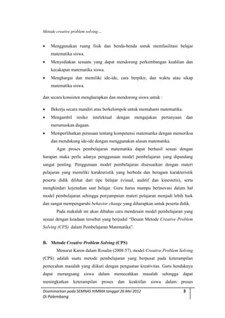 Metode creative problem solving | PDF