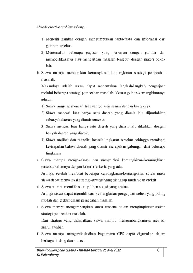 Metode creative problem solving | PDF