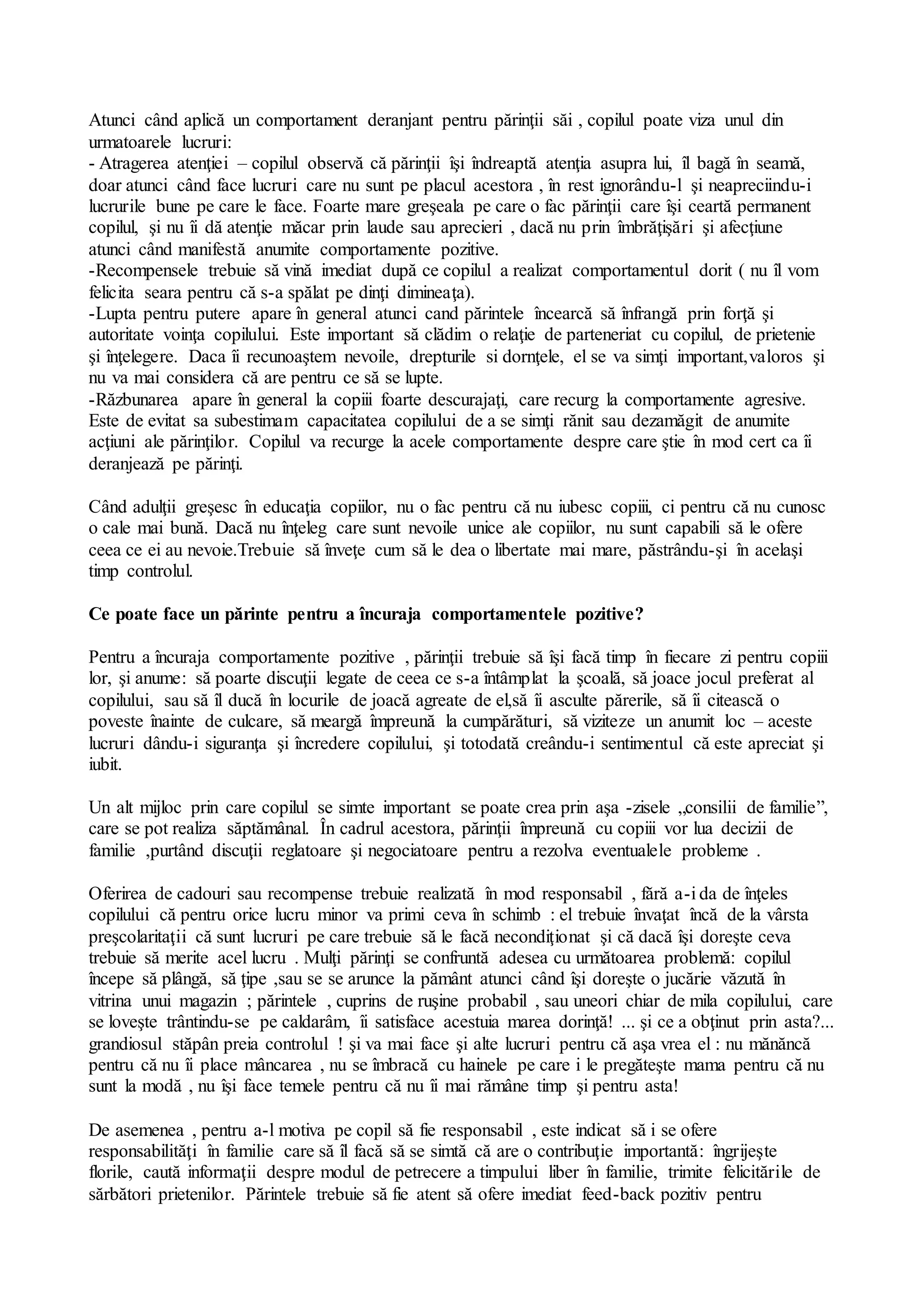 Metode de corectare a comportamentelor nedorite ale copilului | DOCX