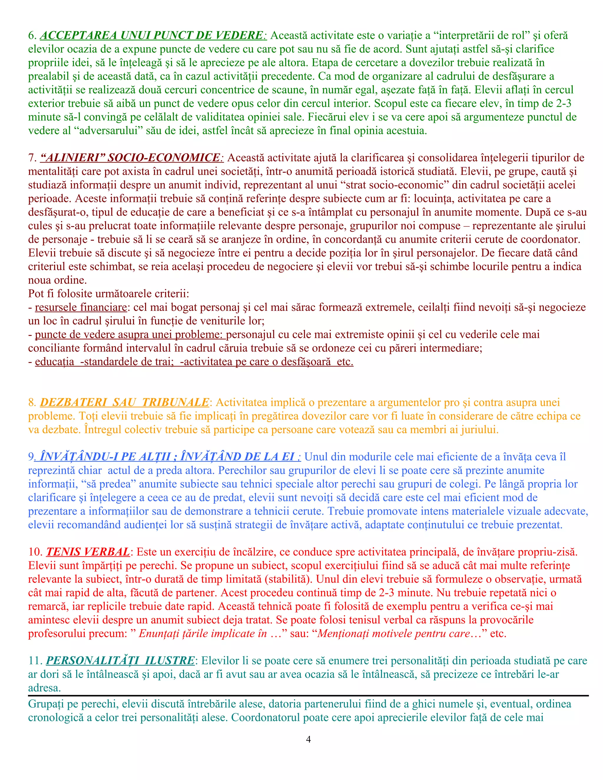 Metode de predare jocuri istorice | DOC