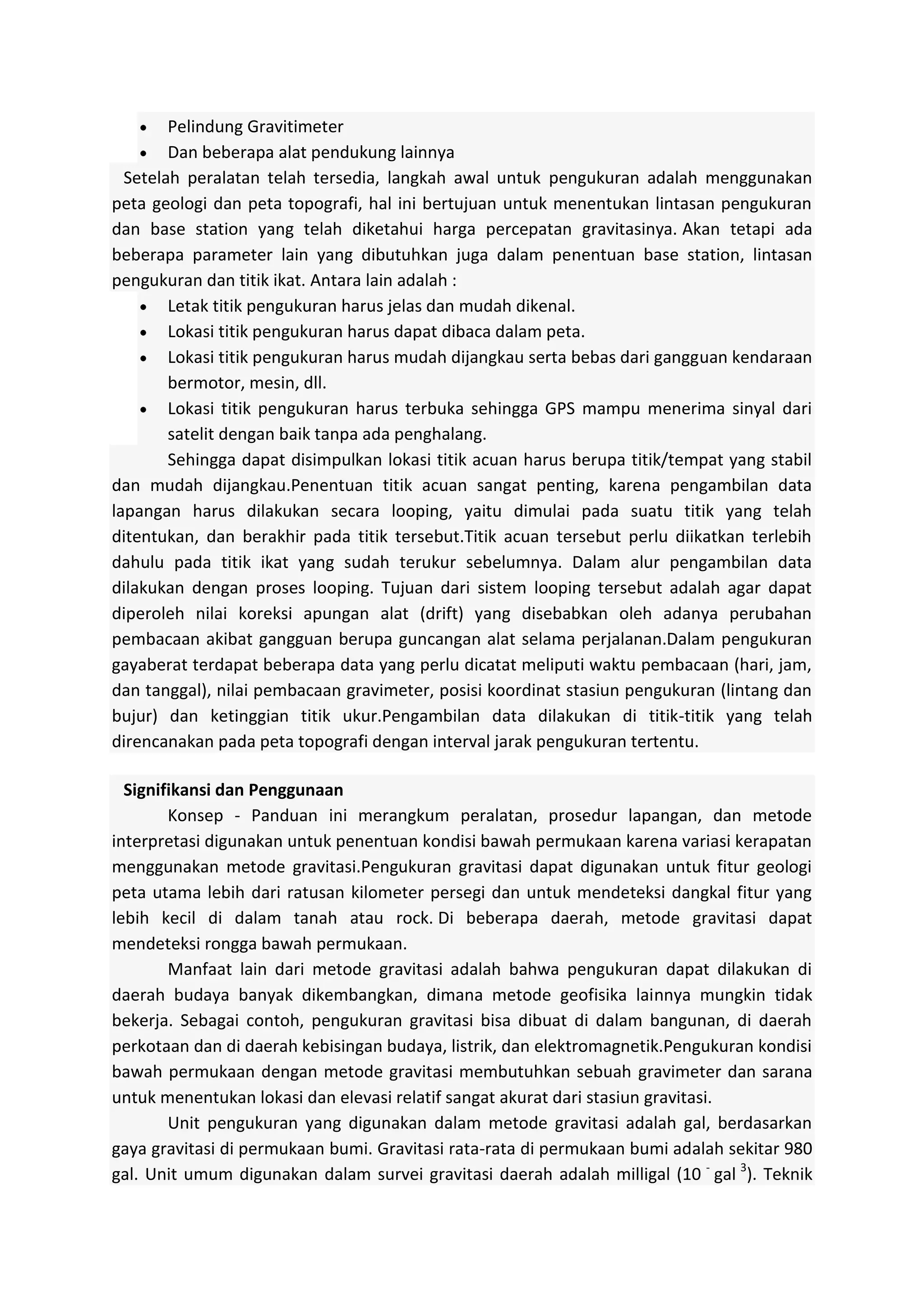Metode eksplorasi dengan gravitasi | DOCX