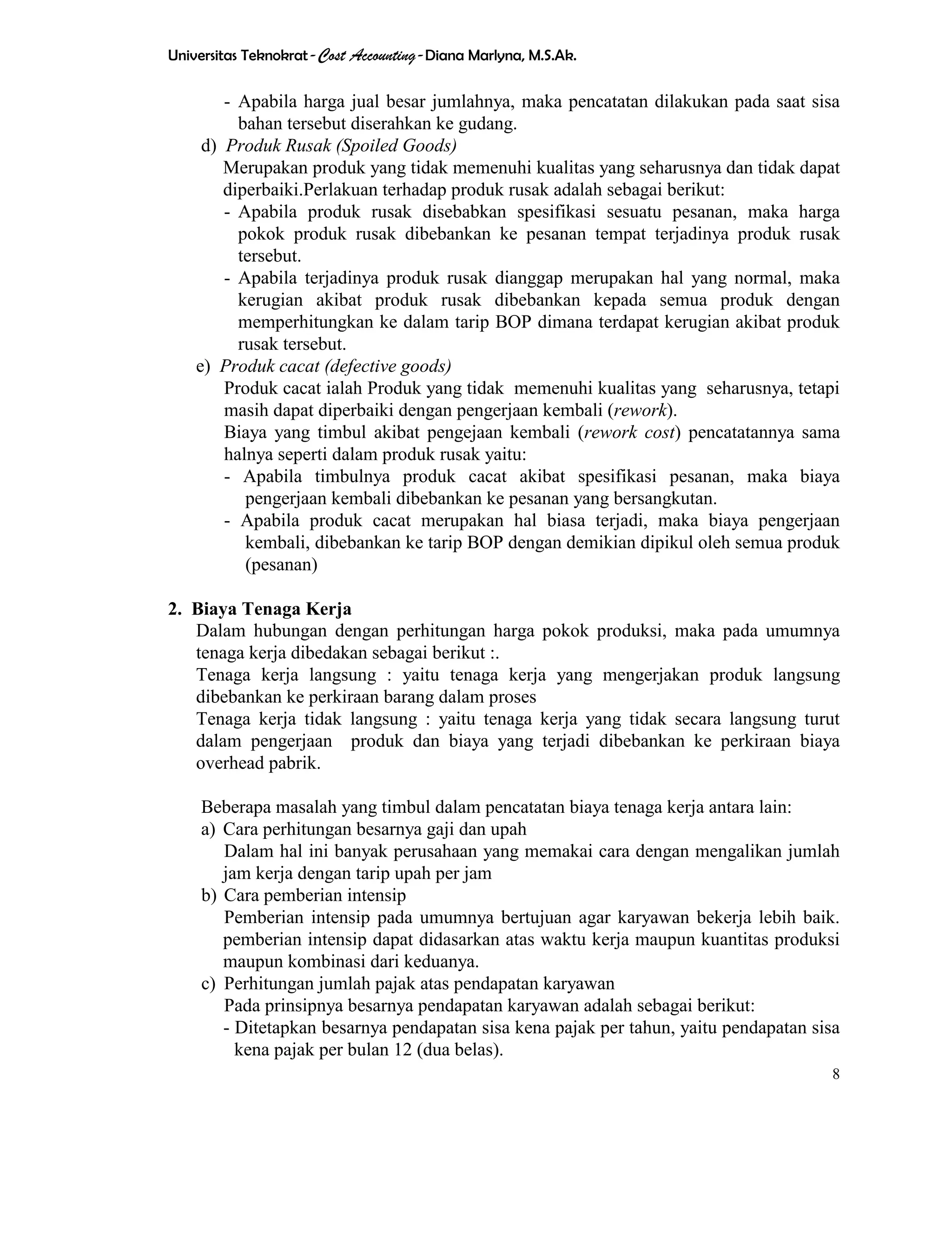 Metode harga pokok pesanan modul | PDF