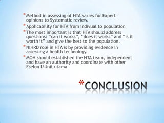 Metode hta dan peran balitbangkes | PPTX