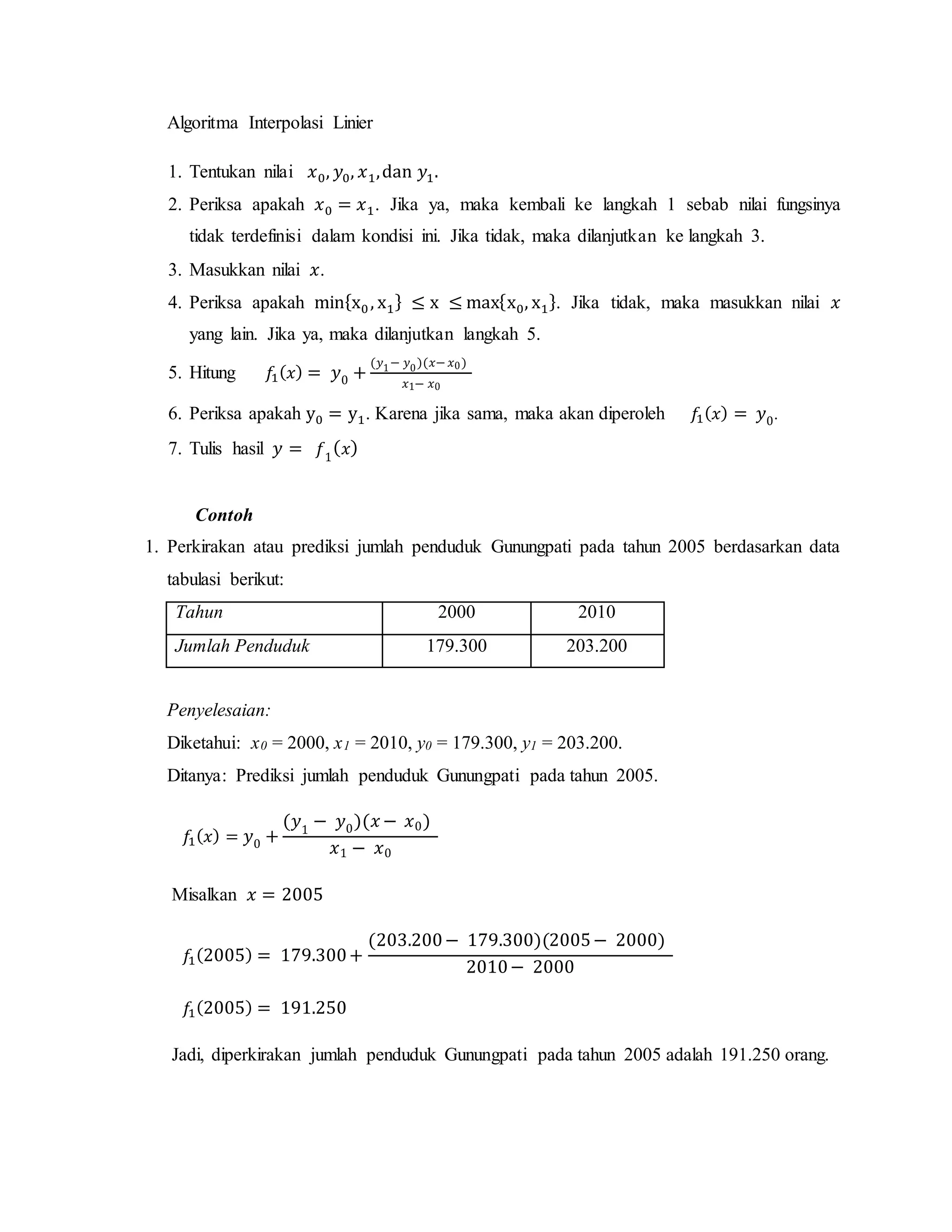 Metode interpolasi linier | DOCX