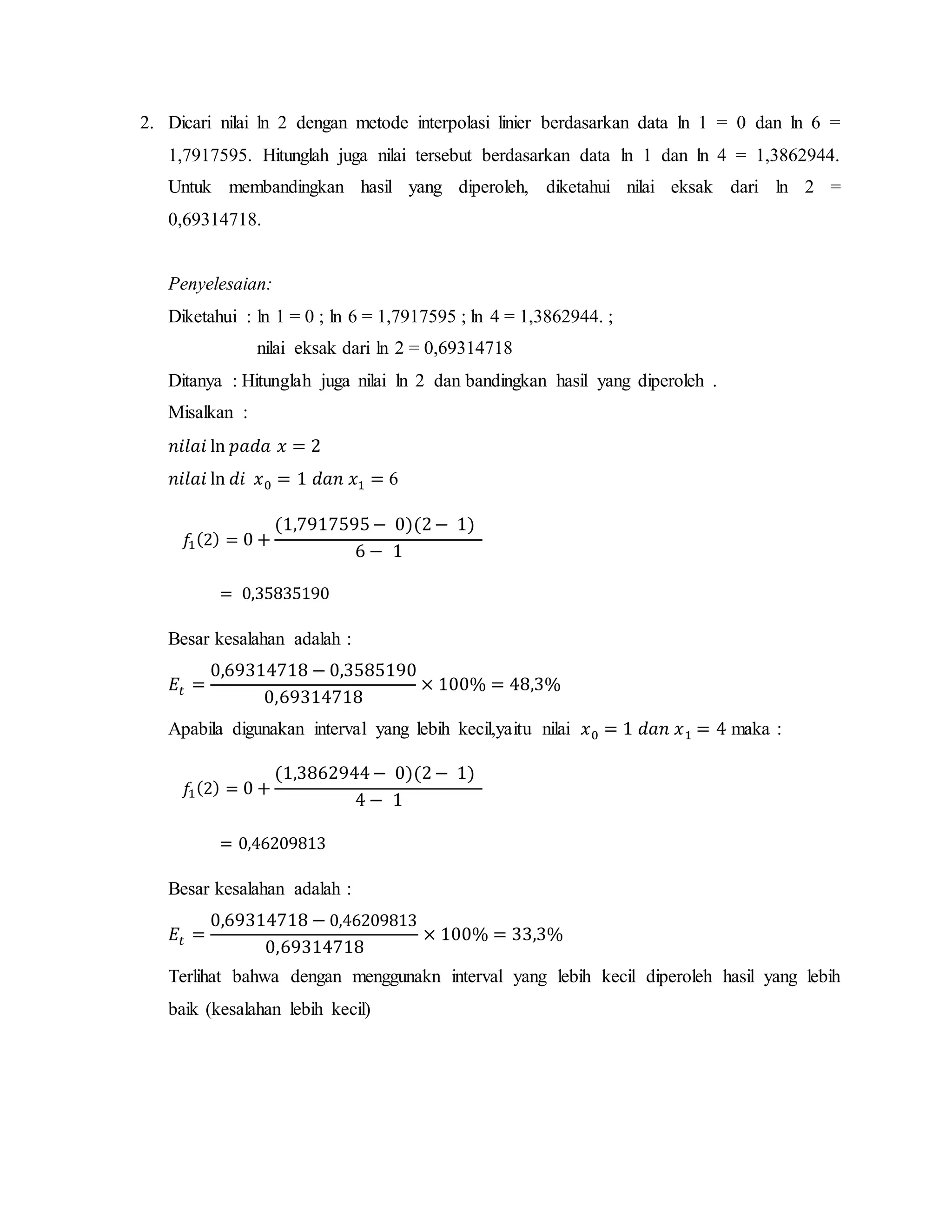 Metode interpolasi linier | DOCX