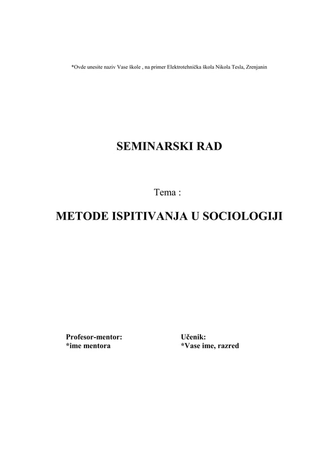 Metode ispitivanja u sociologiji 15 | DOC