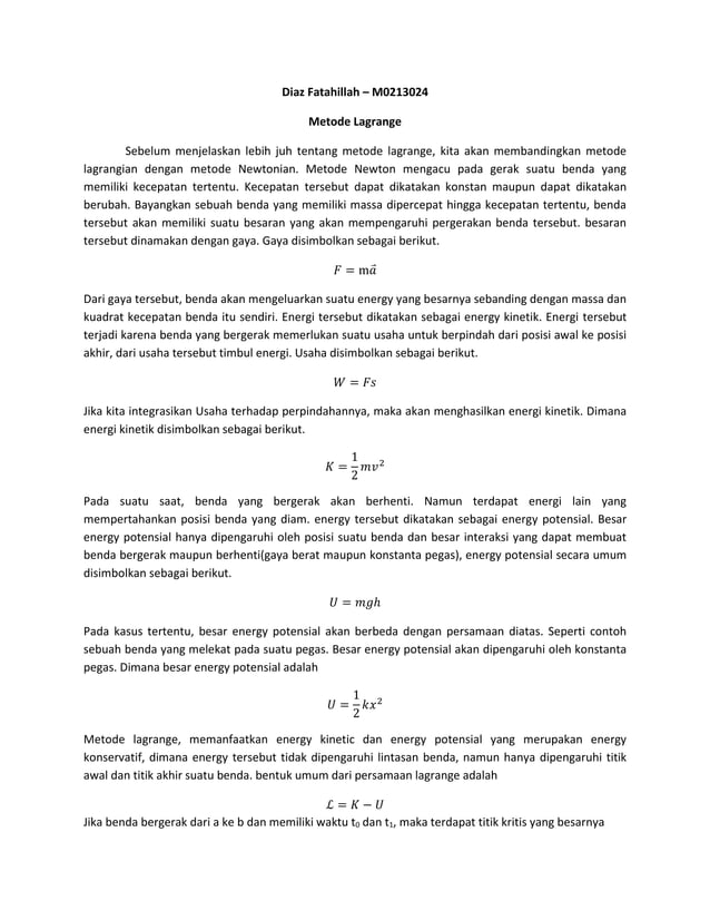 Metode lagrange | PDF