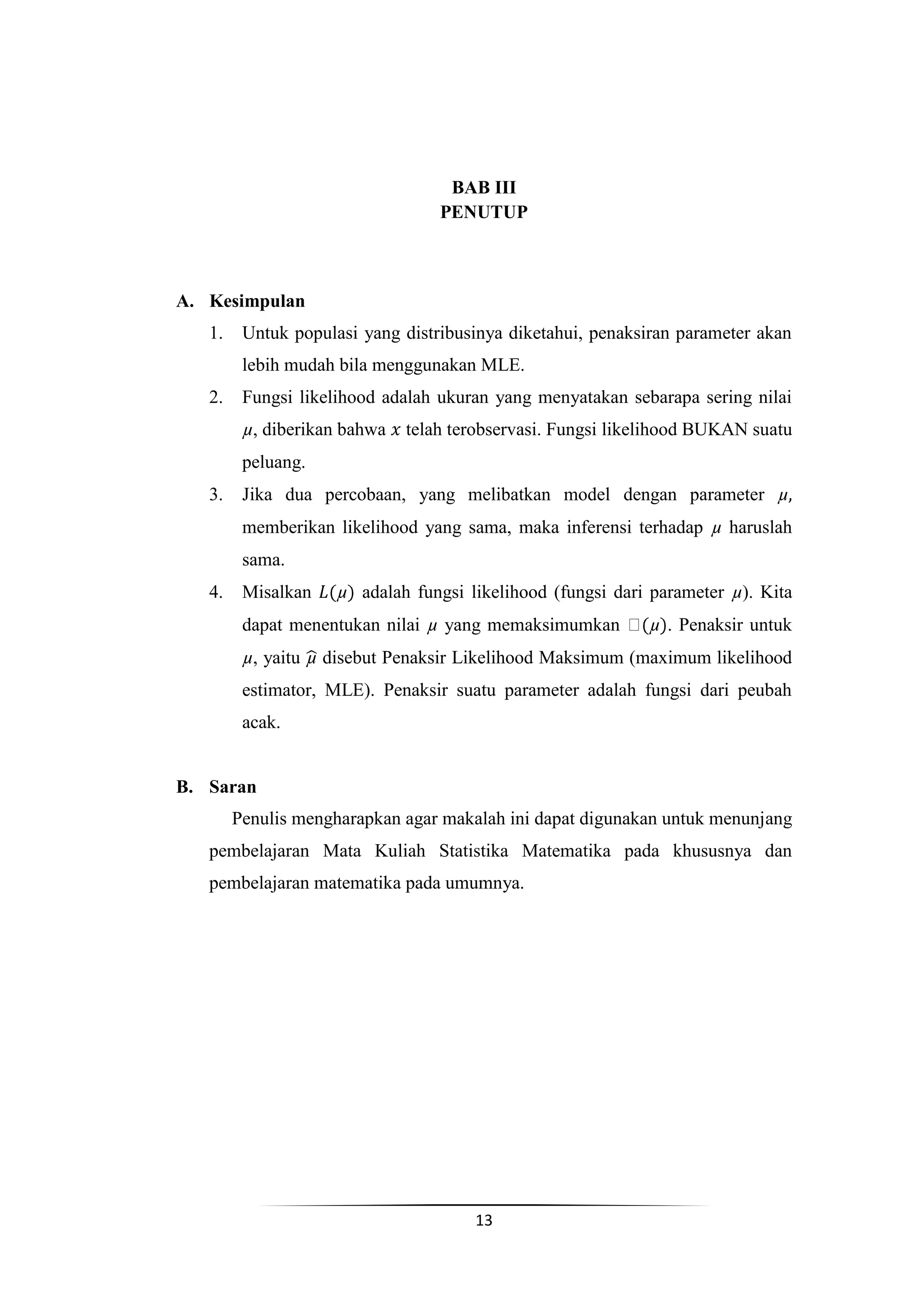 Metode maximum likelihood | DOCX