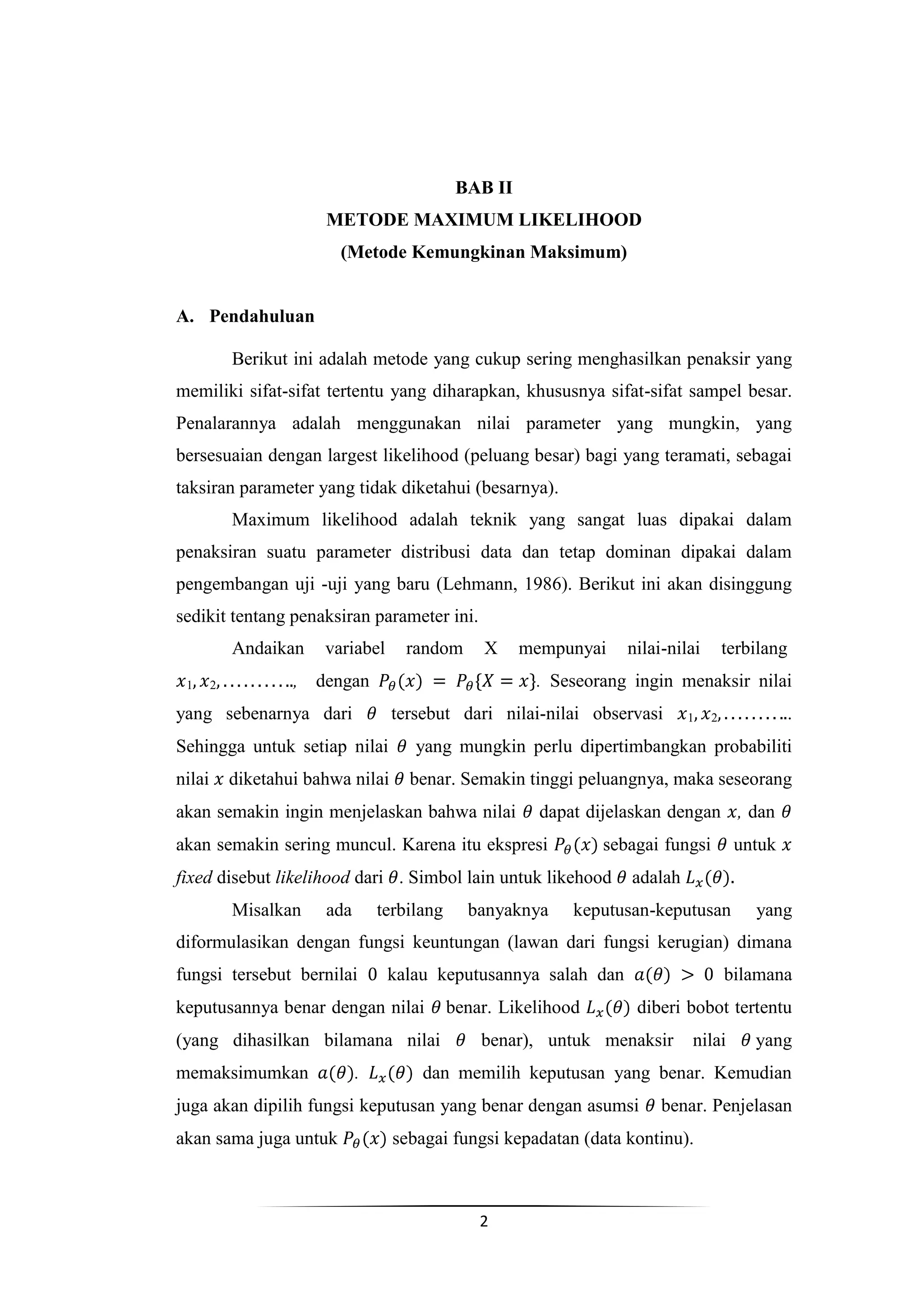 Metode maximum likelihood | DOCX