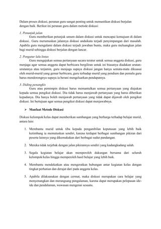Metode Mengajar Driill, Diskusi, Demonstrasi dan Penemuan | DOCX