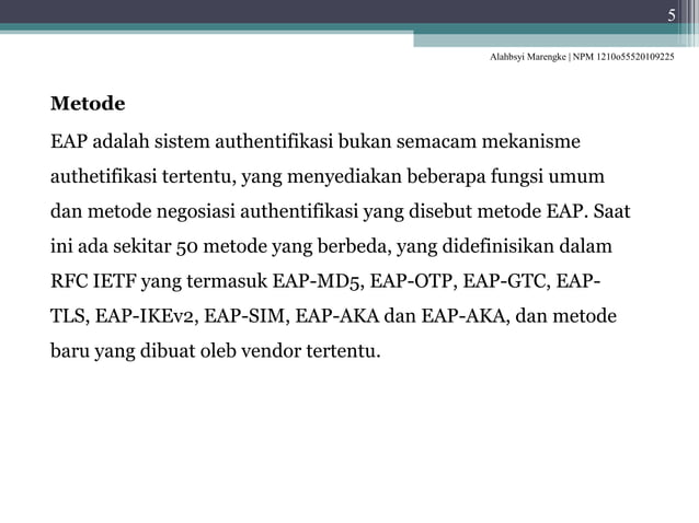 Metode metode authentifikasi | PPT