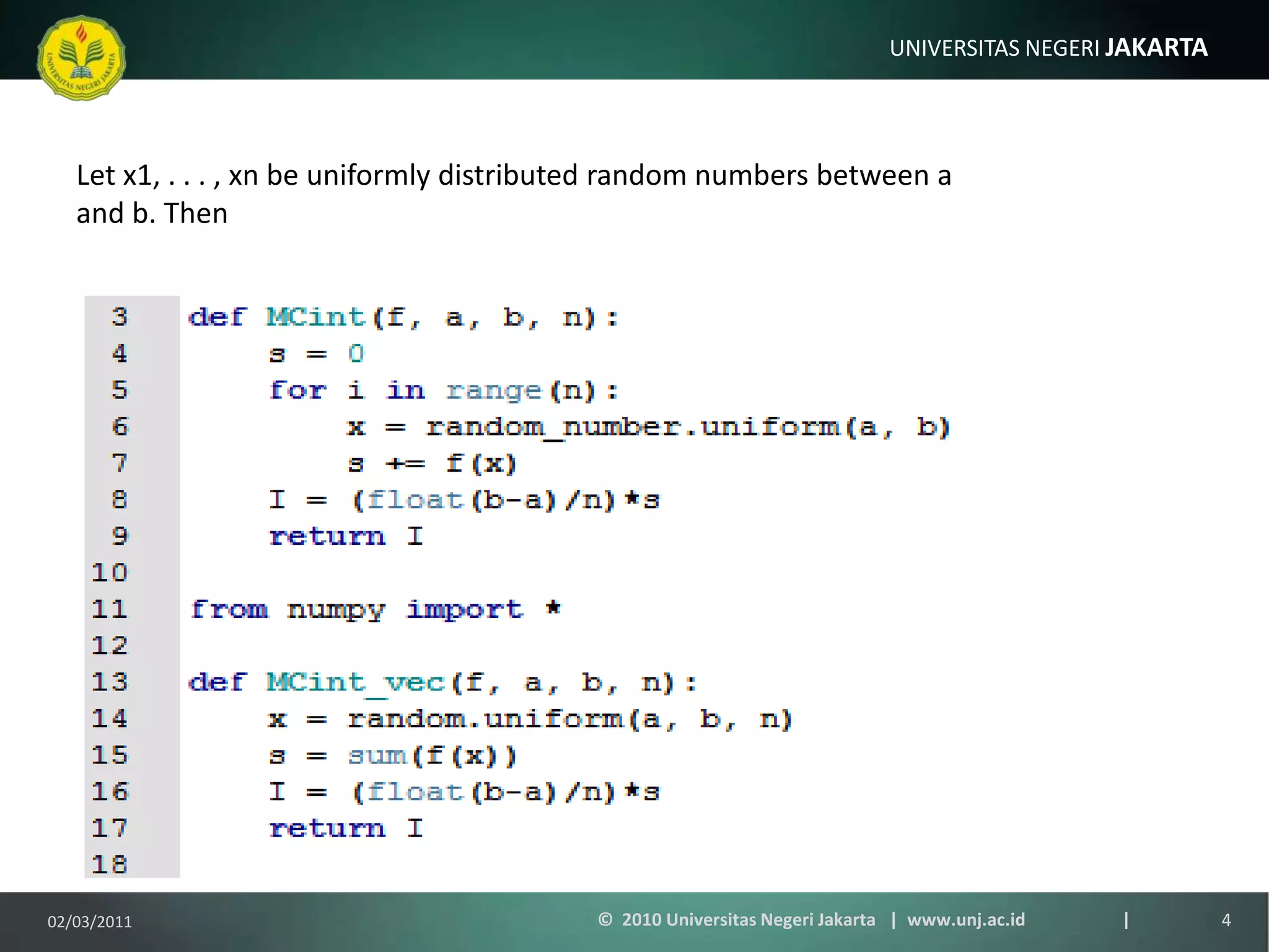 Komputasi Fisika 08 (Metode Monte Carlo) | PPT