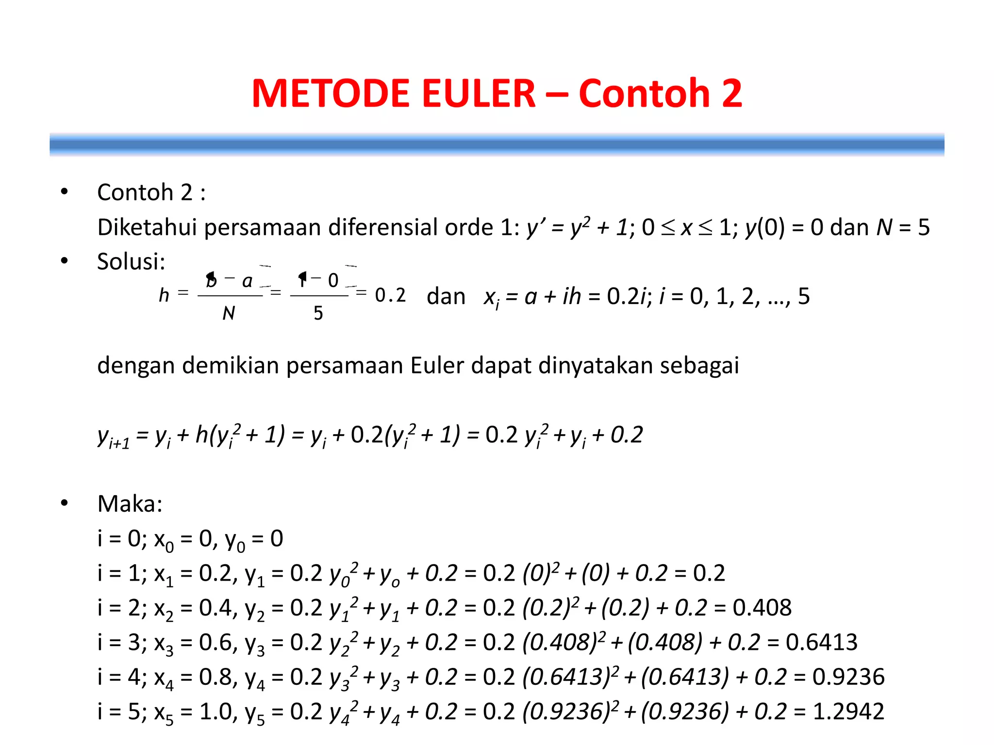 Metode numerik pada persamaan diferensial (new) | PPTX
