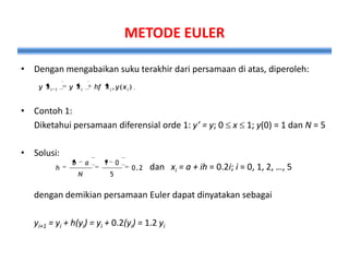 Metode numerik pada persamaan diferensial (new) | PPTX