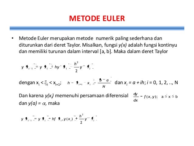 Metode numerik pada persamaan diferensial (new) Metode numerik pada persamaan diferensial (new)