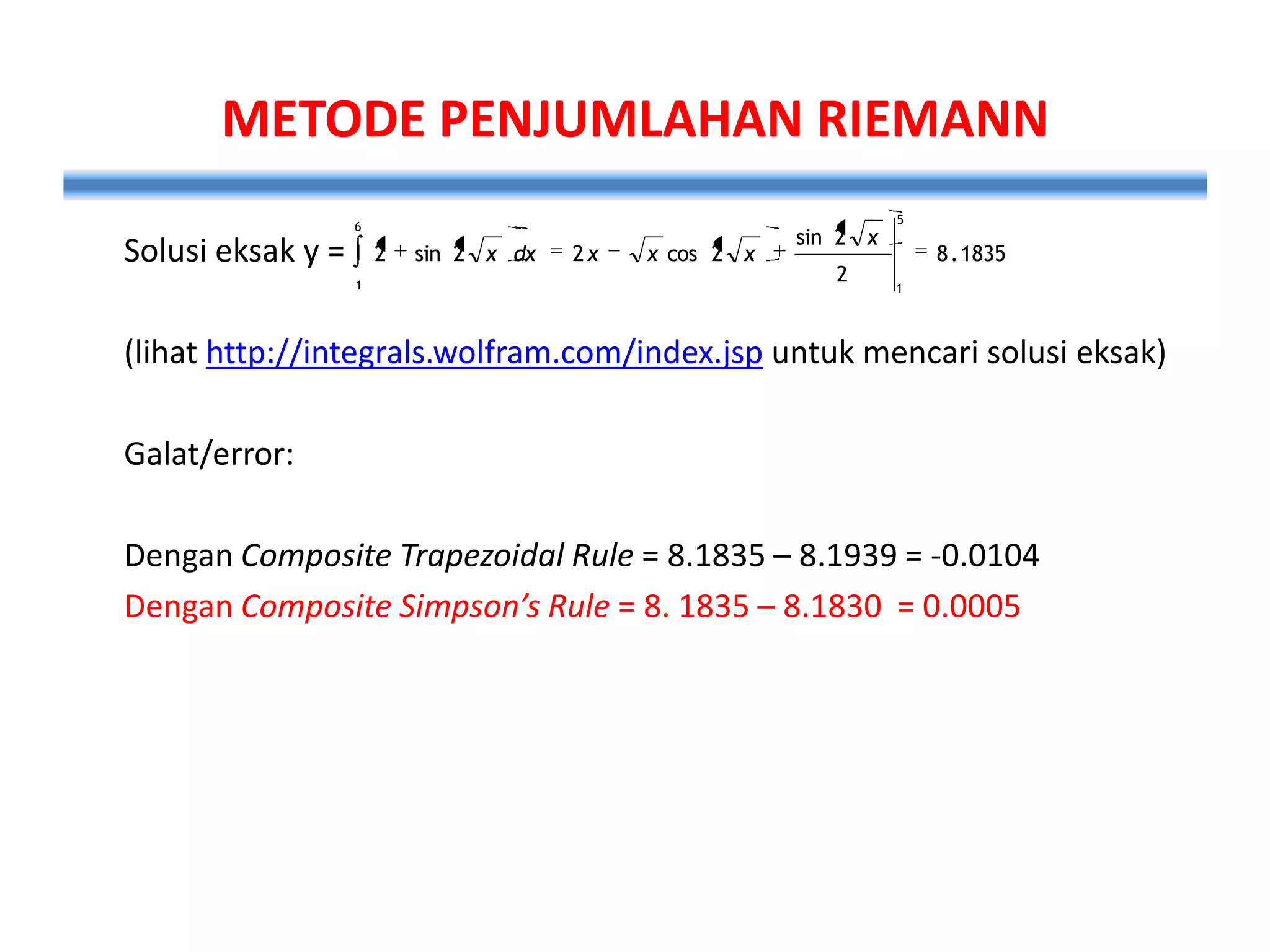Metode numerik pada persamaan integral (new) | PPT Metode numerik pada persamaan integral (new) | PPT