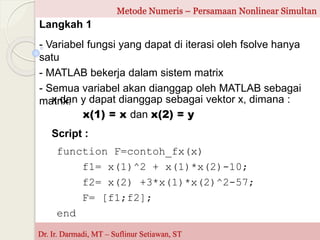 Metode numeris (s03) persamaan non linier simultan | PPSX