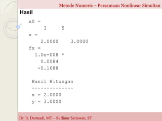 Metode numeris (s03) persamaan non linier simultan | PPSX
