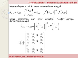 Metode numeris (s03) persamaan non linier simultan | PPSX