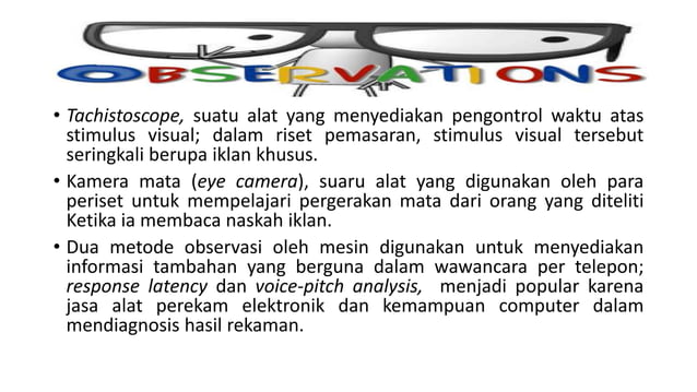 Metode observasi dalam Riset Pemasaran | PPT