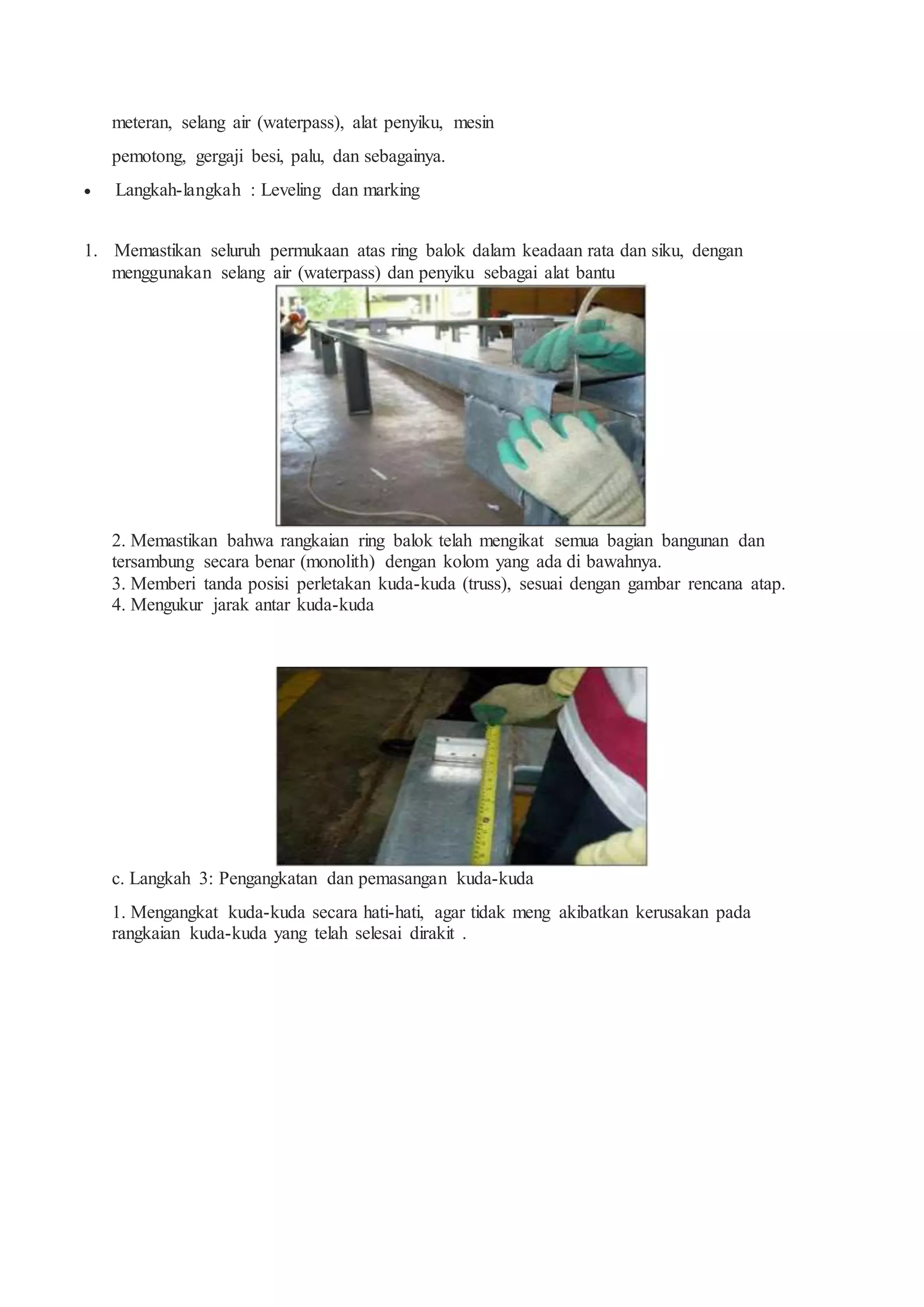 Metode pelaksanaan pasang rangka atap baja ringan | DOCX